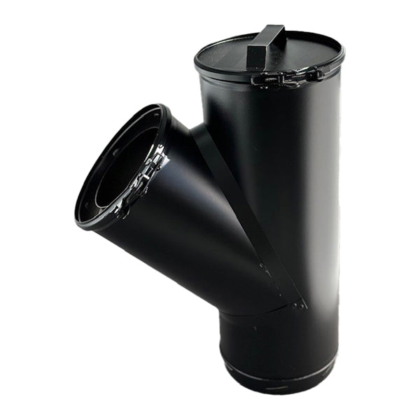 T600 6" Twin Wall - Tee & Cap (135°) - Black - Thermotec
