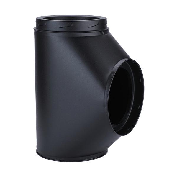 T600 6" Twin Wall - Equal Tee & Cap (90°) - Black - Thermotec
