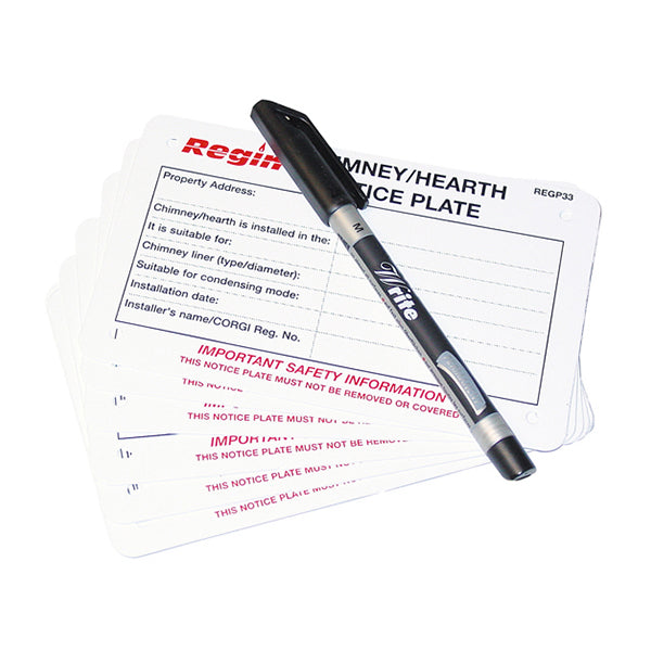 Regin Chimney / Hearth Data Plates - Thermotec Flue Systems